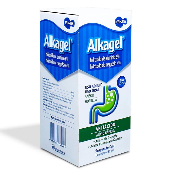 ALKAGEL MENTA SUSP 240ML EMS - Alkagel 6% + 4% EMS Suspensão Oral Sabor ...