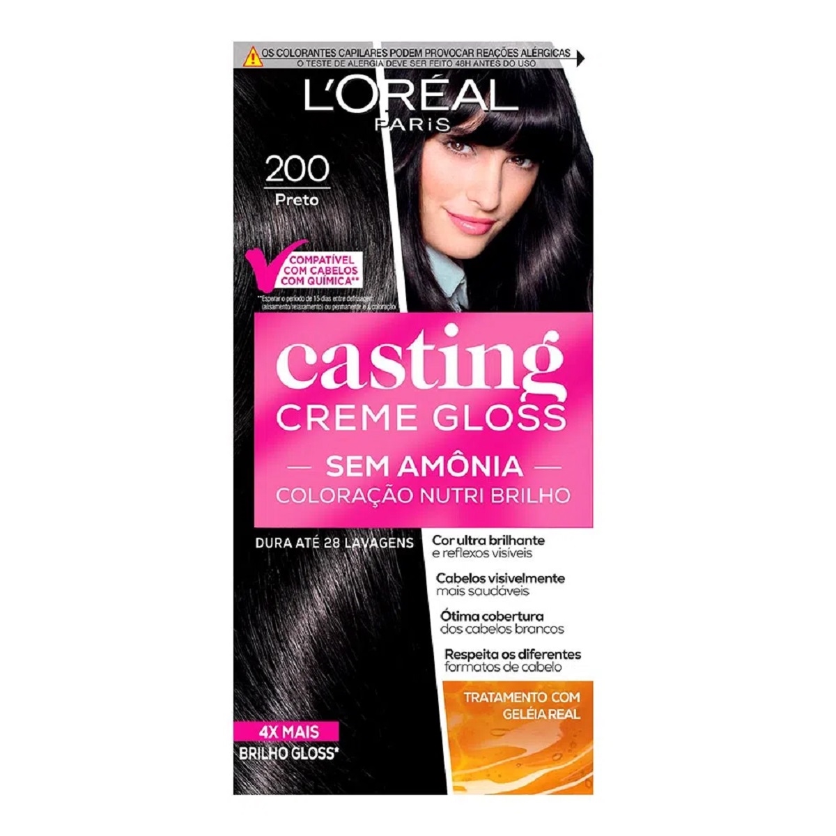 TINTURA CASTING CREME GLOSS 200 PRETO 3X1$ - Tinta de Cabelo Casting ...
