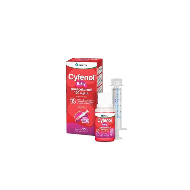 Cyfenol Paracetamol Bebê 100mg/ml Suspensão Oral Sabor Cereja 15ml ...