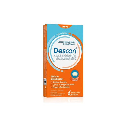 Descon Com 12 Comprimidos - Descon Com 12 Comprimidos - MANTECORP/FARMASA