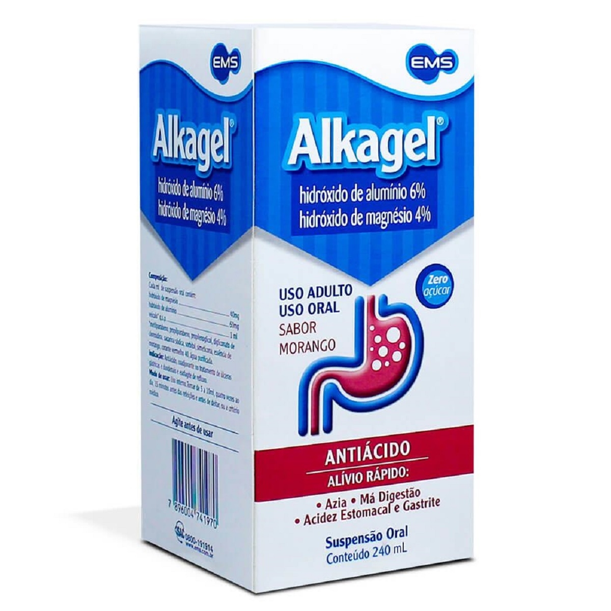 Alkagel 6% + 4% EMS Suspensão Oral Sabor Morango 240mL - Alkagel EMS ...