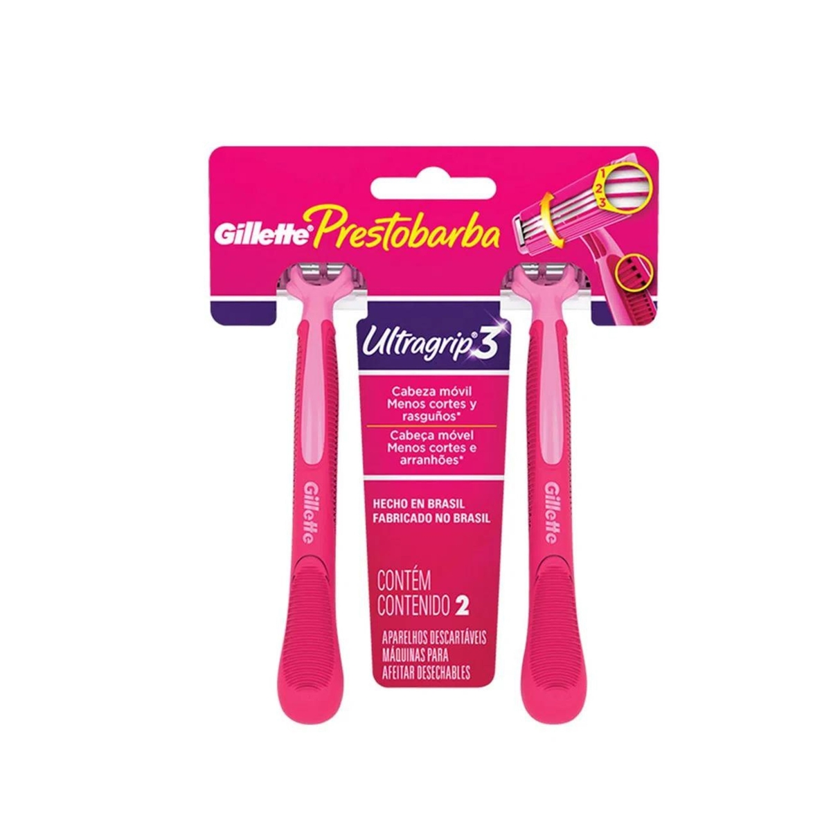 Aparelho Depilar Feminino Gillette Rosa Ultragrip 2 Unidades - Aparelho ...