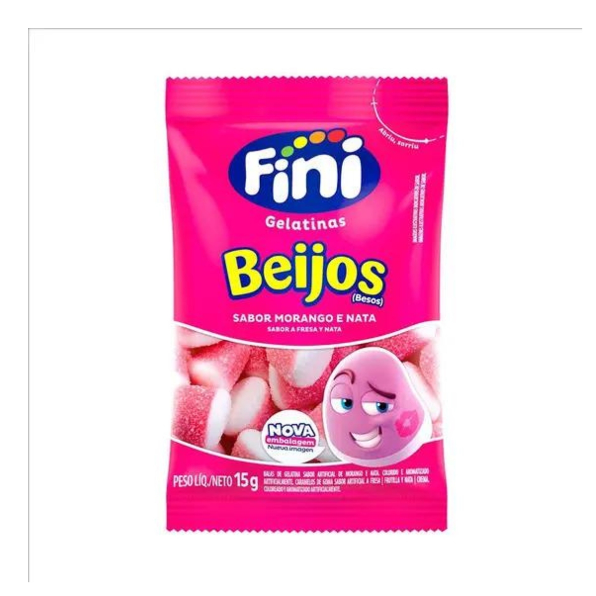 Bala Fini Gelatina Beijos 15g - Bala Fini Gelatina Beijos 15g - FINI