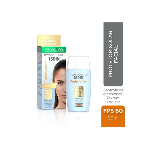 Protetor Solar Facial Isdin Fusion Water Oil Control 60 FPS Com 50ml - Protetor Solar Facial ...