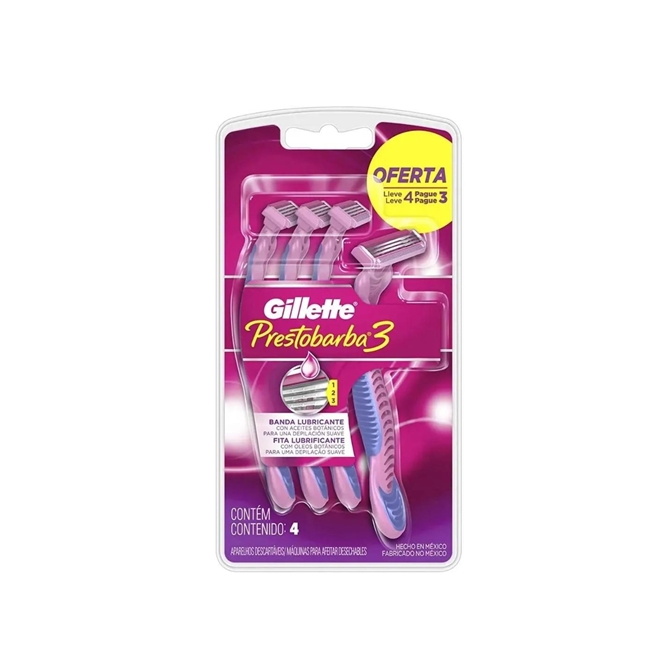 Aparelho Depilar Feminino Gillette Prestobarba3 4 Unidades - Aparelho ...