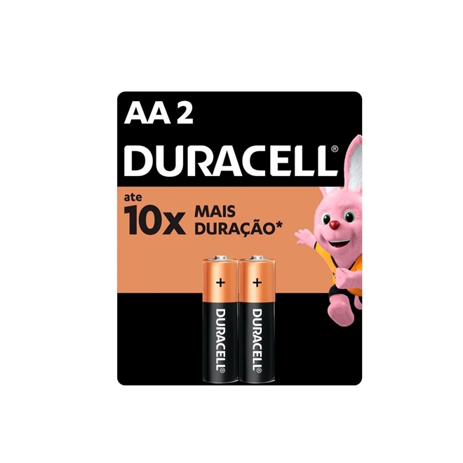 Pilha AA Duracell 2 unidades - Pilha AA Duracell Com 2 Unidades - DURACELL