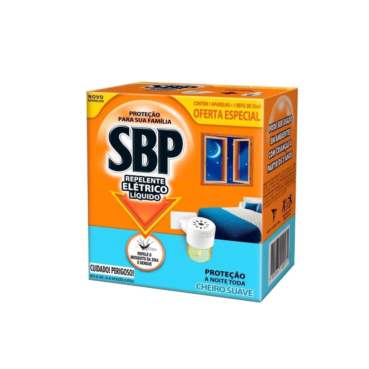 Repelente Elétrico Líquido SBP 45 Noites Cheiro Suave + Refil Com 35ml ...
