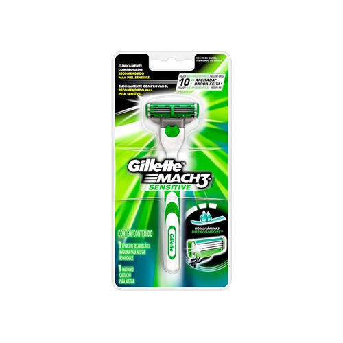 Aparelho de Barbear Gillette Mach3 Sensitive + 1 Refil - Aparelho de ...
