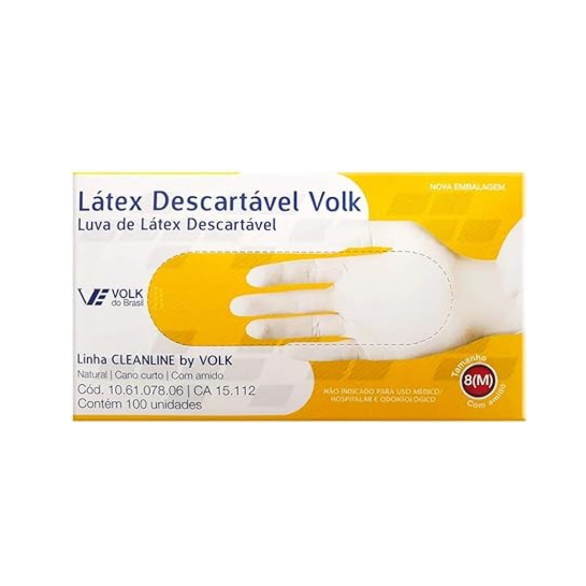 Luva Látex Descartável Com 100 Unidades Volk - Luva Látex Descartável ...