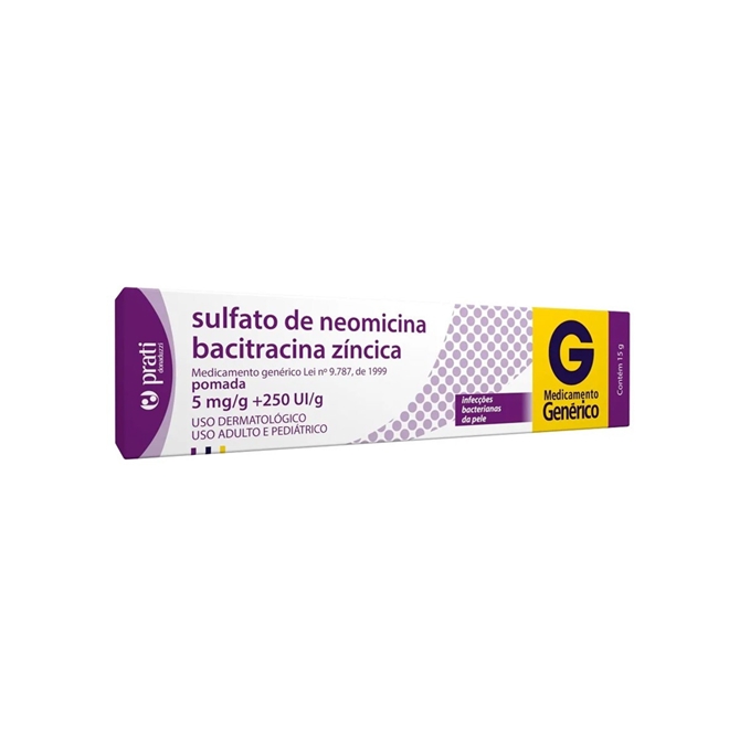 Sulfato de Neomicina + Bacitracina Zíncica Pomada Prati 15g - Sulfato ...